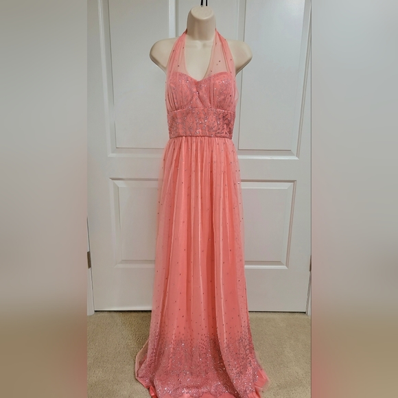 Blondie Nites | Dresses | Blondie Nites Pink Sparkly Glitter Halter ...